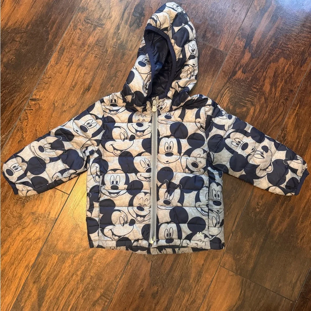 GAP | Jackets & Coats | Baby Gap Disney Mickey Mouse Puffer Jacket Gray ...